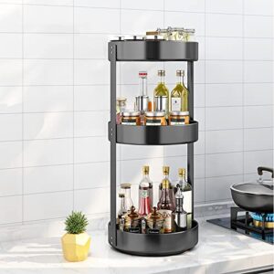 balhao 3 layers lazy susan turntable organizer, 3 tier spice turntable organizer, non-skid tiered rotating kitchen spice organizer, suitable for kitchen, cabinet multi-layer storage rack (black)