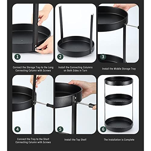 BALHAO 3 Layers Lazy Susan Turntable Organizer, 3 Tier Spice Turntable Organizer, Non-Skid Tiered Rotating Kitchen Spice Organizer, Suitable for Kitchen, Cabinet Multi-Layer Storage Rack (Black)