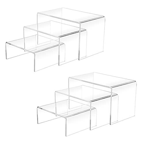 2 Sets Acrylic Display Risers(3",4",5") Clear Product Stand,Cupcakes Holder Dessert Display Transparent Showcase Stands, Candy Bar Risers, Acrylic Lifts Display for Figures