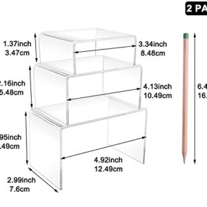 2 Sets Acrylic Display Risers(3",4",5") Clear Product Stand,Cupcakes Holder Dessert Display Transparent Showcase Stands, Candy Bar Risers, Acrylic Lifts Display for Figures