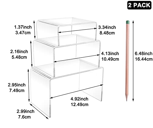 2 Sets Acrylic Display Risers(3",4",5") Clear Product Stand,Cupcakes Holder Dessert Display Transparent Showcase Stands, Candy Bar Risers, Acrylic Lifts Display for Figures