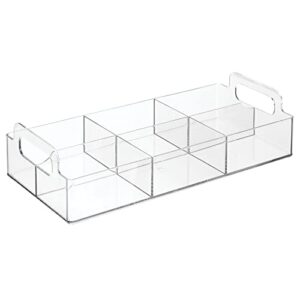 mDesign Compact Plastic Tea Storage Organizer Caddy Tote Bin - 6 Divided Sections, Built-in Handles - Holder for Tea Bags, Packets, Sweeteners and Small Packets, BPA free - Clear