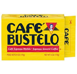 café bustelo espresso dark roast ground coffee brick, 6 ounces (pack of 12)