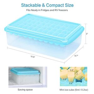 ARTLEO Ice Cube Tray with Lid and Storage Bin for Freezer, Easy-Release 55 Mini Nugget Ice Tray with Spill-Resistant Cover, Container, Scoop, Flexible Durable Plastic Ice Mold & Bucket, BPA Free