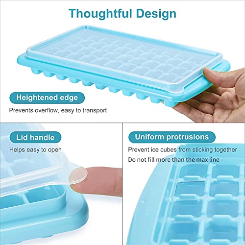 ARTLEO Ice Cube Tray with Lid and Storage Bin for Freezer, Easy-Release 55 Mini Nugget Ice Tray with Spill-Resistant Cover, Container, Scoop, Flexible Durable Plastic Ice Mold & Bucket, BPA Free