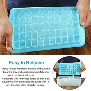 ARTLEO Ice Cube Tray with Lid and Storage Bin for Freezer, Easy-Release 55 Mini Nugget Ice Tray with Spill-Resistant Cover, Container, Scoop, Flexible Durable Plastic Ice Mold & Bucket, BPA Free