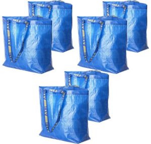 6 ikea frakta shopping bags 10 gal blue tote multi purpose durable material