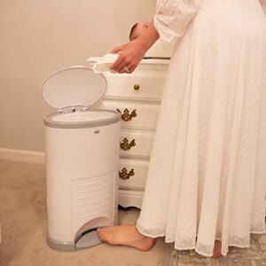 Dekor Plus Hands-Free Diaper Pail | White | Easiest to Use | Just Step – Drop – Done | Doesn’t Absorb Odors | 20 Second Bag Change | Most Economical Refill System |Great for Cloth Diapers