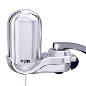 pur plus faucet mount water filtration system, chrome – vertical faucet mount water filter for sink – crisp, great-tasting filtered water, fm3700