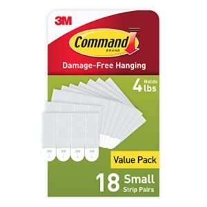 command small picture hanging strips, damage free hanging picture hangers, no tools wall hanging strips for living spaces, 18 white adhesive strip pairs(36 command strips)