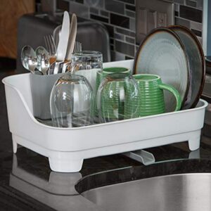 Glad Dish Rack with Drainer | Kitchen Sink Organizer with Cutlery Tray | 360 Degree Drain Spout Keeps Countertop Dry | Holds Up to 12 Plates, Extra Large