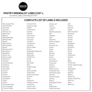 Dekluttr Pantry Labels for Containers Waterproof Minimalist Preprinted Canister Labels Pantry Organization Labels for Food containers Plastic and Glass White Vinyl Label Set Only Pantry 1