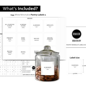 Dekluttr Pantry Labels for Containers Waterproof Minimalist Preprinted Canister Labels Pantry Organization Labels for Food containers Plastic and Glass White Vinyl Label Set Only Pantry 1