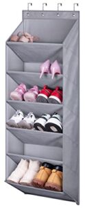 misslo door shoe rack with deep pockets for 12 pairs of shoe organizer over the door hanger for closet and dorm narrow door shoe storage, grey