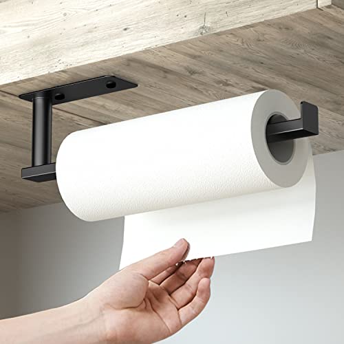 Paper Towel Holder JSVER Roll Paper Towel Rack, Drilling Paper Towel Holder Wall Mount, Paper Towel Holder for Bathroom, Kitchen, Under Counter Paper Roll Rack