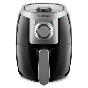 chefman small, compact air fryer healthy cooking, 2 qt, nonstick, user friendly and adjustable temperature control w/ 60 minute timer & auto shutoff, dishwasher safe basket, bpa – free, black