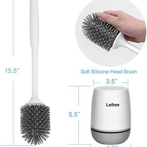 Lefree 2 Pack Silicone Toilet Brush,Homemod Toilet Bowl Brush and Holder Set with Ventilated Holder, Toilet Cleaner Brush for Bathroom,Floor Standing & Wall Mounted Toilet Scrubber Without Drilling