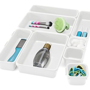 madesmart 8-Piece Interlocking Bin Pack Customizable Multi-Purpose Drawer, One Home Organization, BPA Free, White, 8 Count