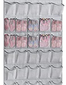 KIMBORA Large Hanging Storage Organizer Wide Over the Door Pantry Organizer kids Shoe Rack with 40 Mesh Pockets for Bathroom Cleaning Room, Grey