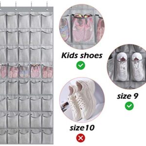 KIMBORA Large Hanging Storage Organizer Wide Over the Door Pantry Organizer kids Shoe Rack with 40 Mesh Pockets for Bathroom Cleaning Room, Grey