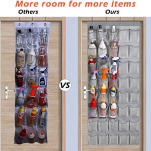 KIMBORA Large Hanging Storage Organizer Wide Over the Door Pantry Organizer kids Shoe Rack with 40 Mesh Pockets for Bathroom Cleaning Room, Grey