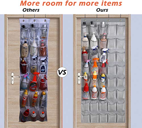 KIMBORA Large Hanging Storage Organizer Wide Over the Door Pantry Organizer kids Shoe Rack with 40 Mesh Pockets for Bathroom Cleaning Room, Grey