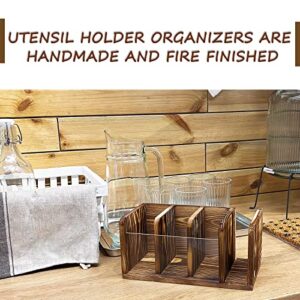 Oboase Wooden Utensil Holder, Utensil Caddy with Napkin Holder, Large Utensil Holder, Silverware Caddy, Kitchen Utensil Holder Organizer for Countertop,Outdoor, Party and Cooking Tools Storage