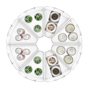 EAMAOTT Lazy Susan Organizer, Set of 4 Clear Transparent 10.2” x 9.4” x 4” Plastic Corner Kitchen Cabinet Storage Bins, 1/8 Wedge, 4" Deep Containers - Food Safe, BPA Free