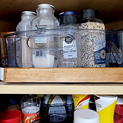 EAMAOTT Lazy Susan Organizer, Set of 4 Clear Transparent 10.2” x 9.4” x 4” Plastic Corner Kitchen Cabinet Storage Bins, 1/8 Wedge, 4" Deep Containers - Food Safe, BPA Free