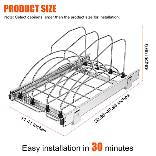 Atposh Slide Pull Out Under Drawer Cabinet Bakeware and Cutting Board Organizer Shelf for Kitchen, 11W x 20D x 8H - inches-Match Water Tray