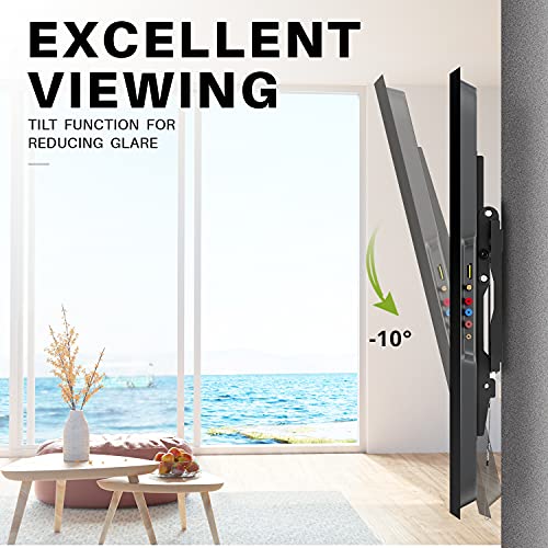 Tilting TV Wall Mount Low Profile for Most 26-55" Flat Screen LED, LCD, Curved TVs, Tilt TV Mount Bracket VESA 400x400mm- Holds Up to 99lbs, Easily Lock and Release to Mount on 12" or 16" Stud