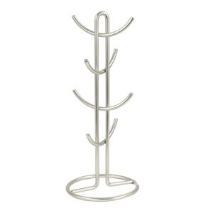 spectrum diversified euro large 8 holder, mug tree, mugs & tea cup storage rack, coffee counter bar accessory & kitchen countertop organizer, satin nickel