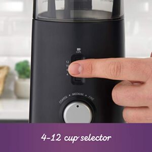 Mr. Coffee Coffee Grinder, Automatic Grinder with 5 Presets, 12 Cup Capacity, Black