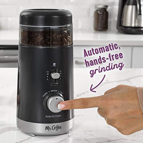 Mr. Coffee Coffee Grinder, Automatic Grinder with 5 Presets, 12 Cup Capacity, Black