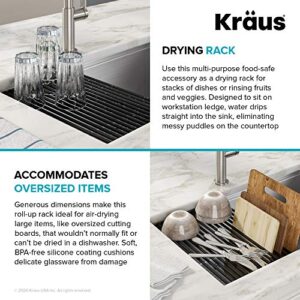 Kraus KRM-11BL Multipurpose Over Sink Roll-Up Dish Drying Rack, Matte Black,16 7/8 in. x 12 in.