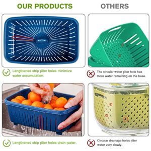 shopwithgreen 3 Pack 68oz Berry Keeper Container, Fruit Produce Saver Food Storage Containers with Removable Drain Colanders, Vegetable Fresh Keeper Set | Refrigerator Organizer