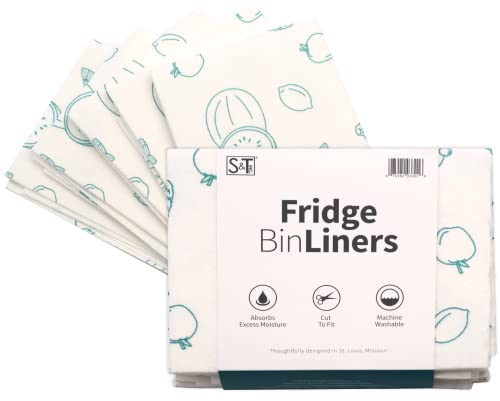 S&T INC. Shelf Liner Non Adhesive, Refrigerator Liner for Shelves Washable, Absorbent Shelf Liner, 12 Inch x 24 Inch, Fruits, 5 Pack