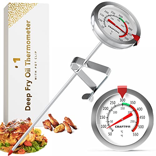 Candy Deep Fry Thermometer with Pot Clip 8" - Instant Read Food Thermometer | Mechanical Meat Thermometer for Grilling | Candle Making Thermometer | Baking Thermometer, Candy Thermometer