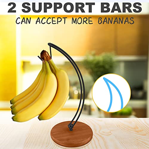 Signice Banana Holder Stand - Newest Patented Modern Banana Tree Hanger with Wood Base Stainless Steel Banana Rack for Home Kitchen Use,Doesn't Tip Over (New Black)