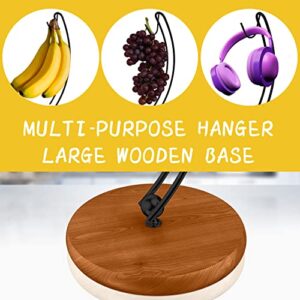 Signice Banana Holder Stand - Newest Patented Modern Banana Tree Hanger with Wood Base Stainless Steel Banana Rack for Home Kitchen Use,Doesn't Tip Over (New Black)