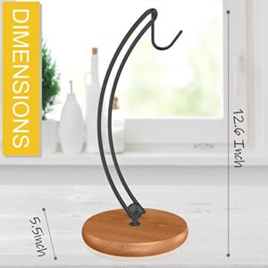 Signice Banana Holder Stand - Newest Patented Modern Banana Tree Hanger with Wood Base Stainless Steel Banana Rack for Home Kitchen Use,Doesn't Tip Over (New Black)