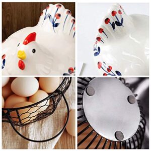 Egg Basket, Chicken Wire Egg Collection Baskets for Gathering Fresh Eggs,Ceramic Fresh Egg Holders Countertop (Berry)