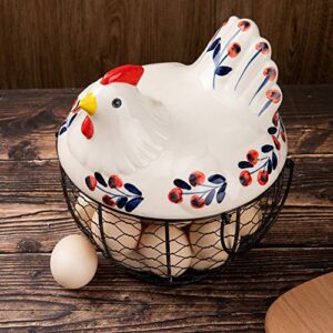 Egg Basket, Chicken Wire Egg Collection Baskets for Gathering Fresh Eggs,Ceramic Fresh Egg Holders Countertop (Berry)