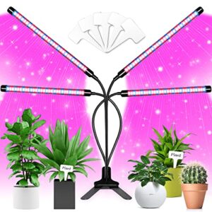 ezorkas grow light, 80w tri head timing 120 led 9 dimmable levels plant grow lights for indoor plants with red blue spectrum, adjustable gooseneck, 3 9 12h timer, 3 switch modes