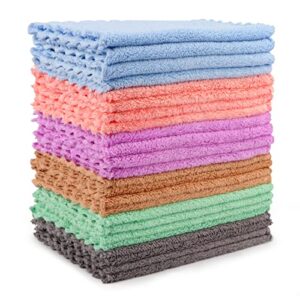 homexcel coral velvet kitchen dishcloths 24 pack,soft reusable dish towels, coral fleece dish cloths, highly absorbent reusable cleaning cloths 7x9(6 colors assoreted)