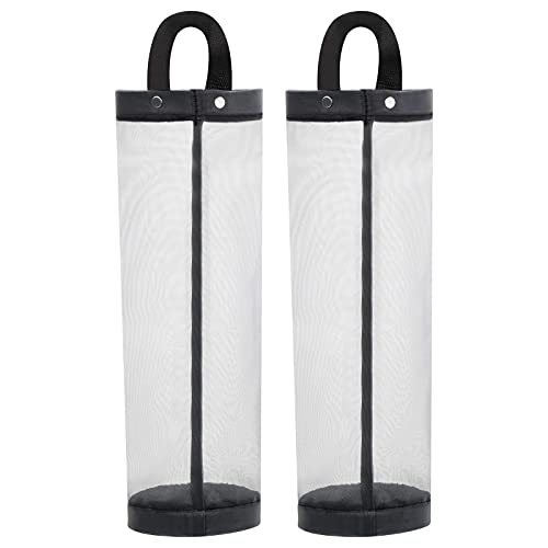 Plastic Bag Holder 2 Packs Mesh Hanging Storage Dispensers Foldable Breathable Washable Hanging Mesh Garbage Bag Organizer for Kitchen Plastic Bag Storage