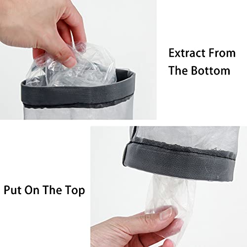 Plastic Bag Holder 2 Packs Mesh Hanging Storage Dispensers Foldable Breathable Washable Hanging Mesh Garbage Bag Organizer for Kitchen Plastic Bag Storage