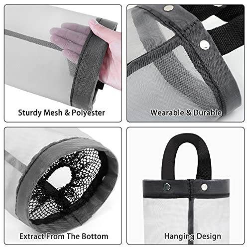 Plastic Bag Holder 2 Packs Mesh Hanging Storage Dispensers Foldable Breathable Washable Hanging Mesh Garbage Bag Organizer for Kitchen Plastic Bag Storage