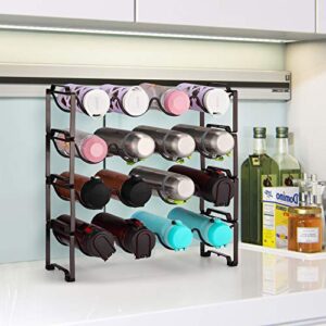 Simple Trending 4-Tier Stackable Wine Rack, Standing Bottles Holder Organizer, Wine Storage Shelf, Towel Rack for Kitchen Pantry Cabinet, Hold 16 Bottles, Bronze