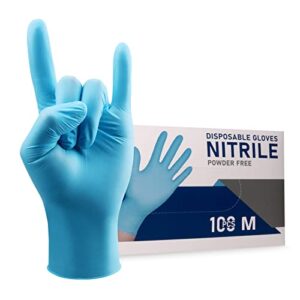 wostar nitrile disposable exam gloves medium powder & latex free 4mil 100pcs non-sterile disposable gloves